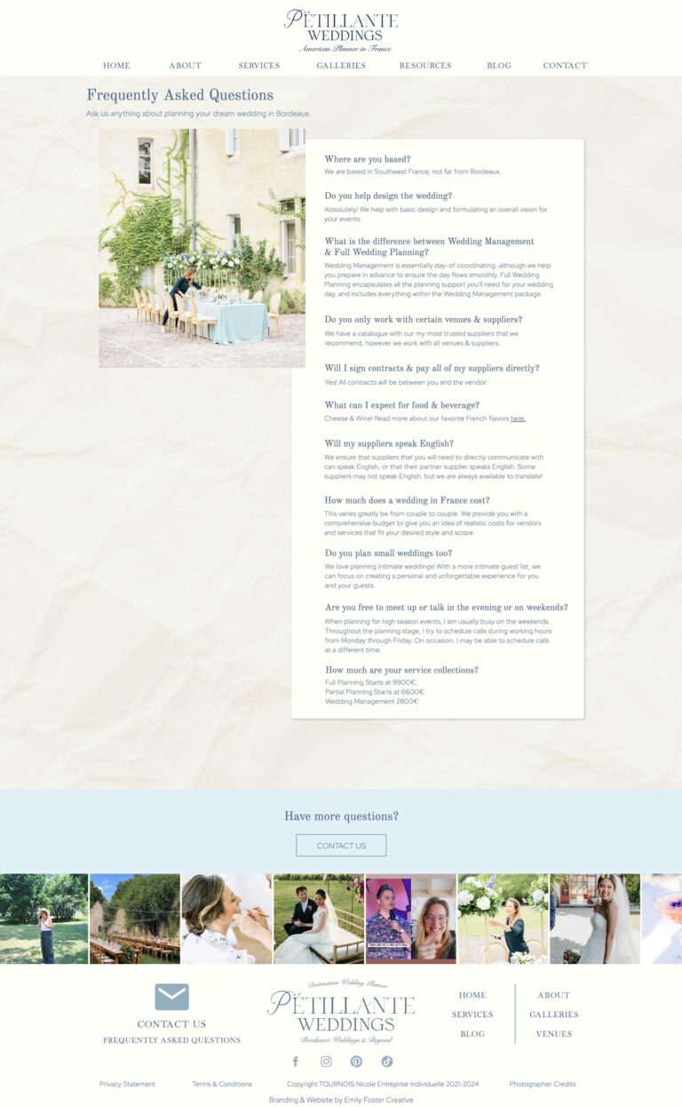 FAQs Page Best Practices for Wedding Pros - emilyfostercreative.com